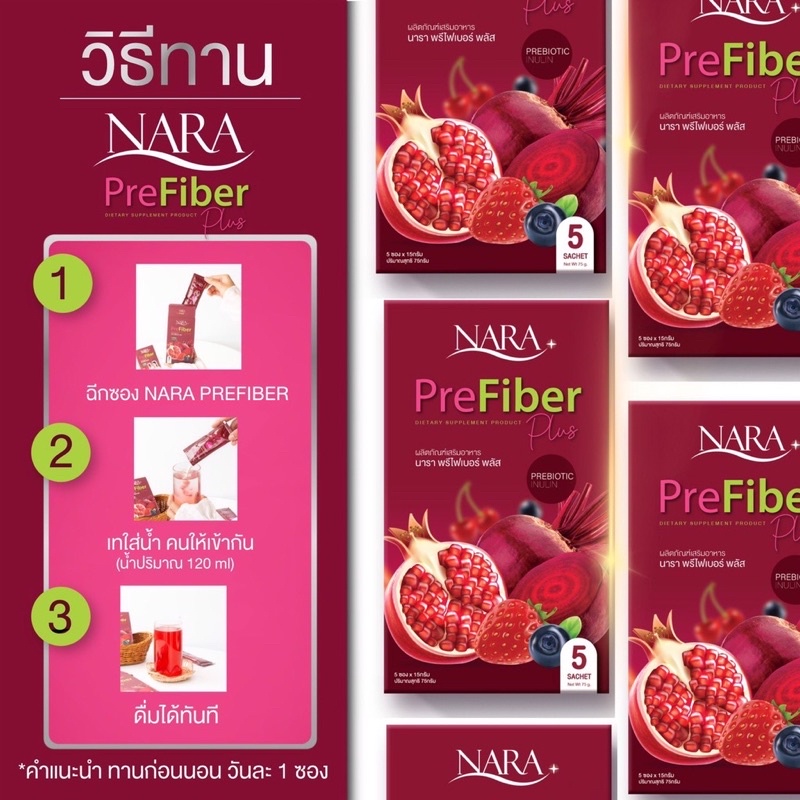 (พร้อมส่งส่งฟรี) ซื้อ1แถม1️ ของแท้ นาราไฟเบอร์ Nara Prefiber Plus นารา ...