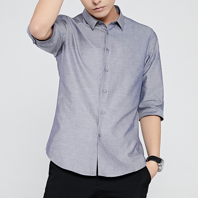 Mens cotton shirt casual striped five-point sleeves shirt man ...