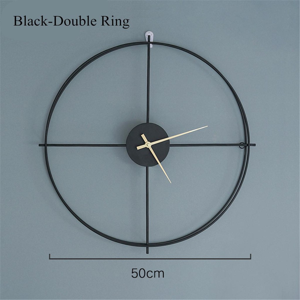 50CM Nordic Style Large Modern Hollow Double Ring Wall Clock Home ...