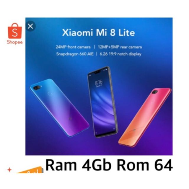Mi 8 lite Ram4gb Rom 64gb เครื่องศูนย์ ประกันร้าน 1 เดือน - chom2422 ...