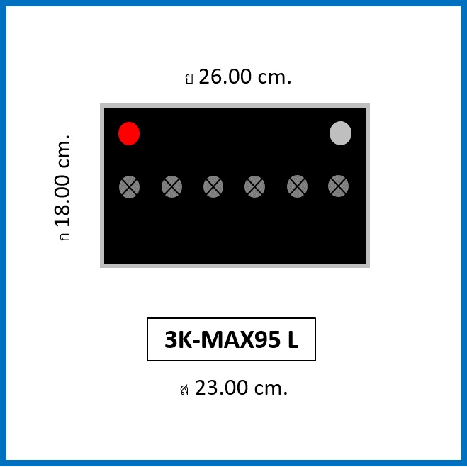 แบตเตอรี่รถยนต์ 3K รุ่น MAX95 L / R ,MF 75Ah. /พร้อมใช้ ไม่ต้องเติมน้ำ /สำหรับรถเก๋ง ปิคอัพ SUV