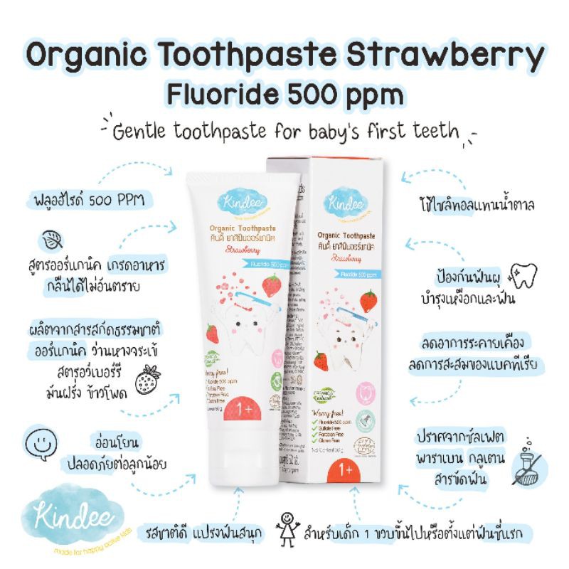 Kindee คินดี้ ยาสีฟัน ออร์แกนิค ขนาด 50g - puengpang - ThaiPick