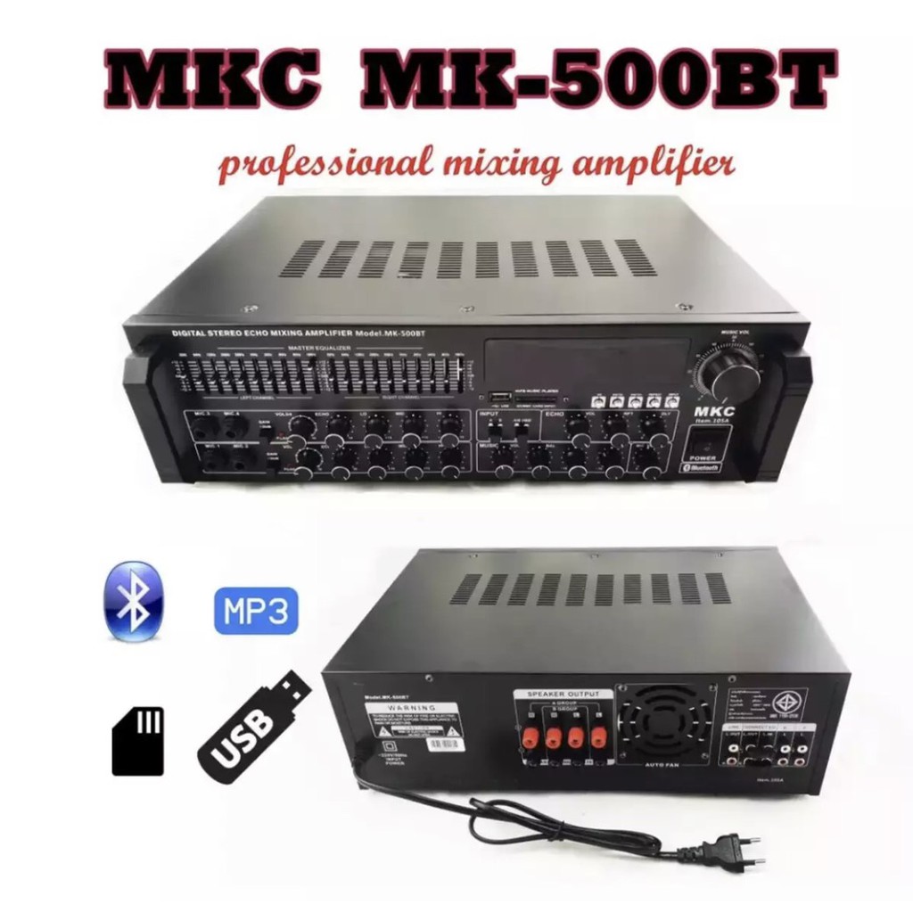 MKC MK-500BT power amplifier แอมป์ขยายเสียง พร้อมพัดลมระบายความร้อน ฟรี ...