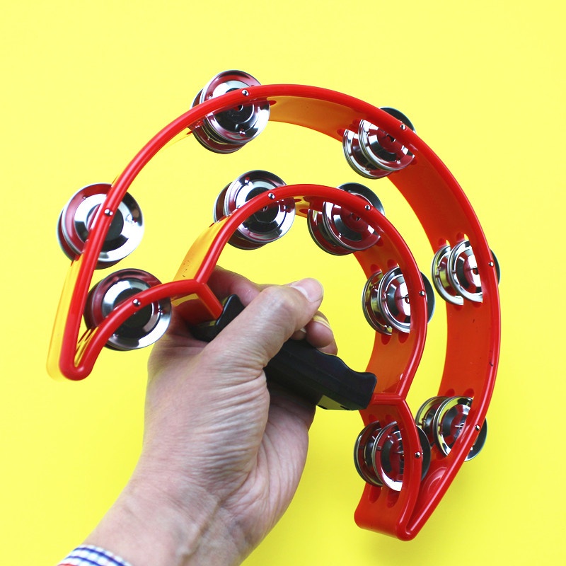 1pcs musical instrument hand holding tambourine four bell ring rattle ...