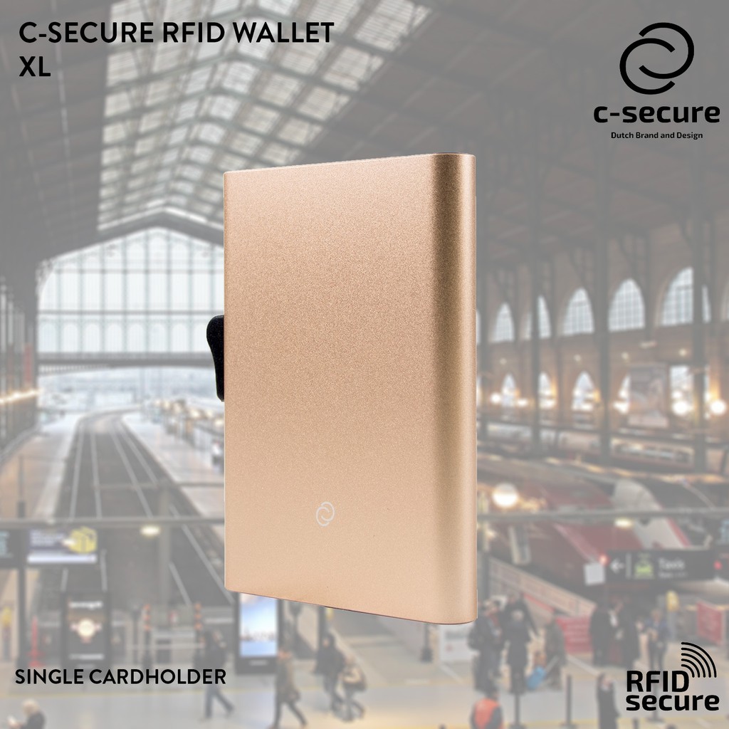 C-SECURE เคสใส่บัตร กระเป๋าใส่บัตร (RFID Protection) ขนาด XL สีทอง ...