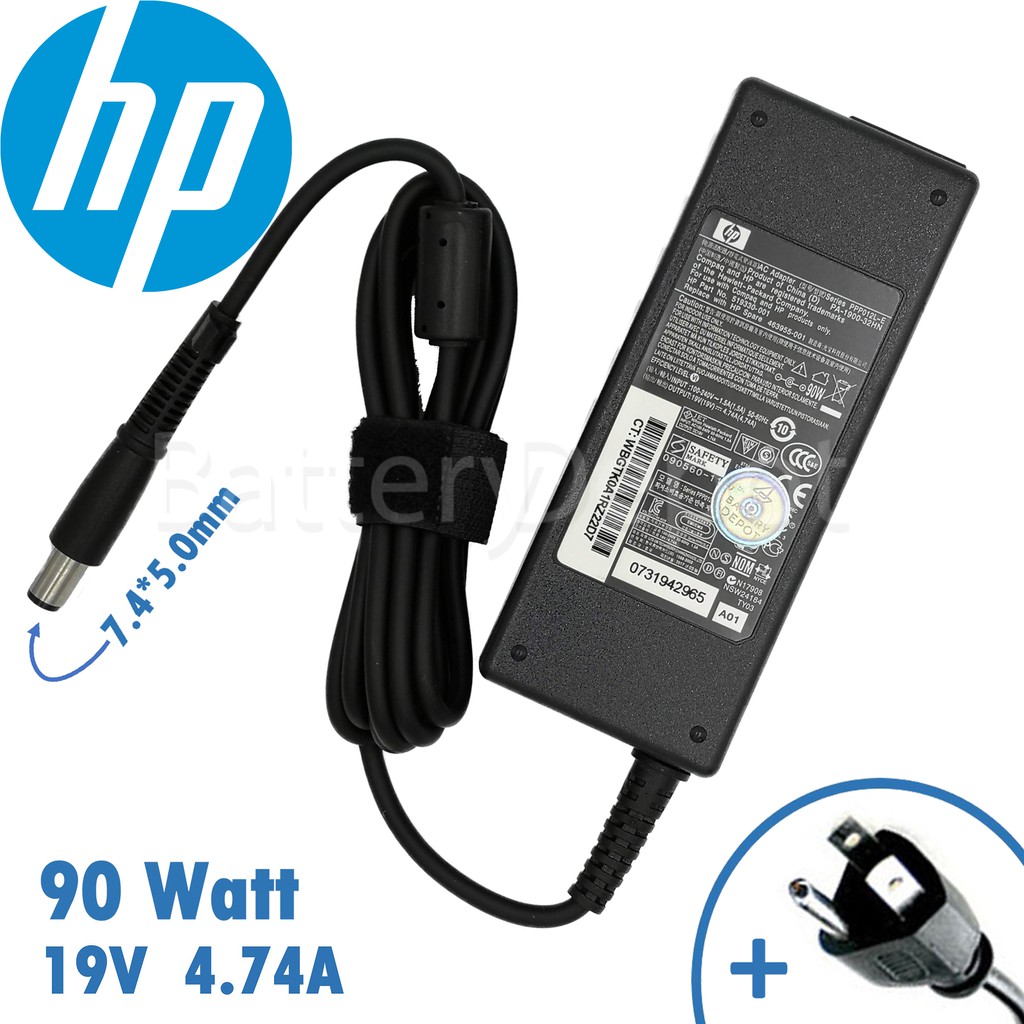 HP Adapter ของแท้ 19V/4.74A 90W หัวขนาด 7.4*5.0mm สายชาร์จ เอชพี อะแดป ...