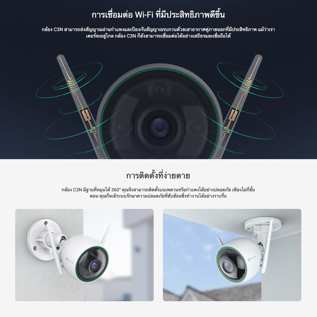 Ezviz (1080p) รุ่น C3N Color Night 1080p Outdoor Wi-Fi Camera with ...