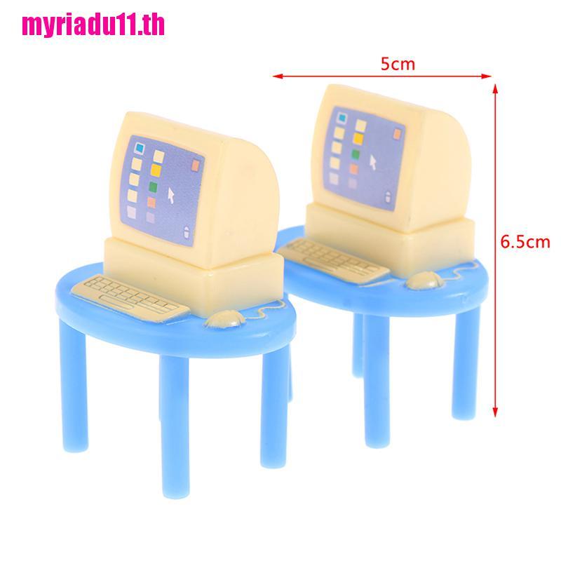 【Mrth】Dollhouse Miniature Desktop Computer Desk w/ Mouse and Keyboard ...