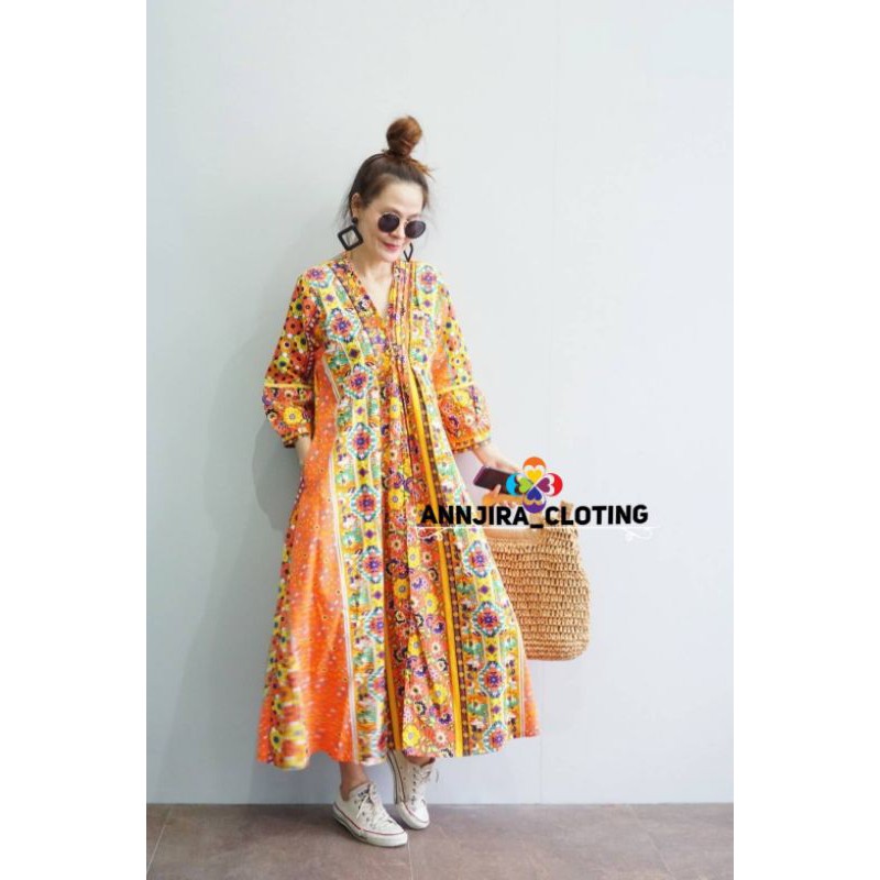 สินค้าพร้อมส่งกดสั่งได้เลย ชุดเดรสยาวสไตล์โบฮีเมียนผ้าคอตตอนอินเดีย ...