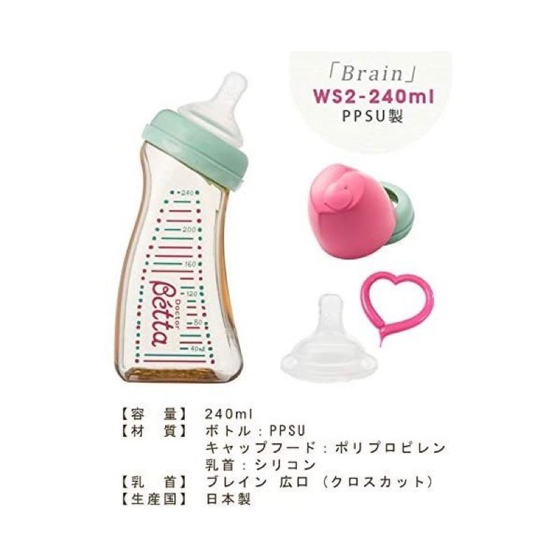 พร้อมส่ง ขวดนม Dr.betta คอกว้าง....ใหม่️️️ PPSU Brain WS2-240ml.Made in Japan - roms61k9l7 ...