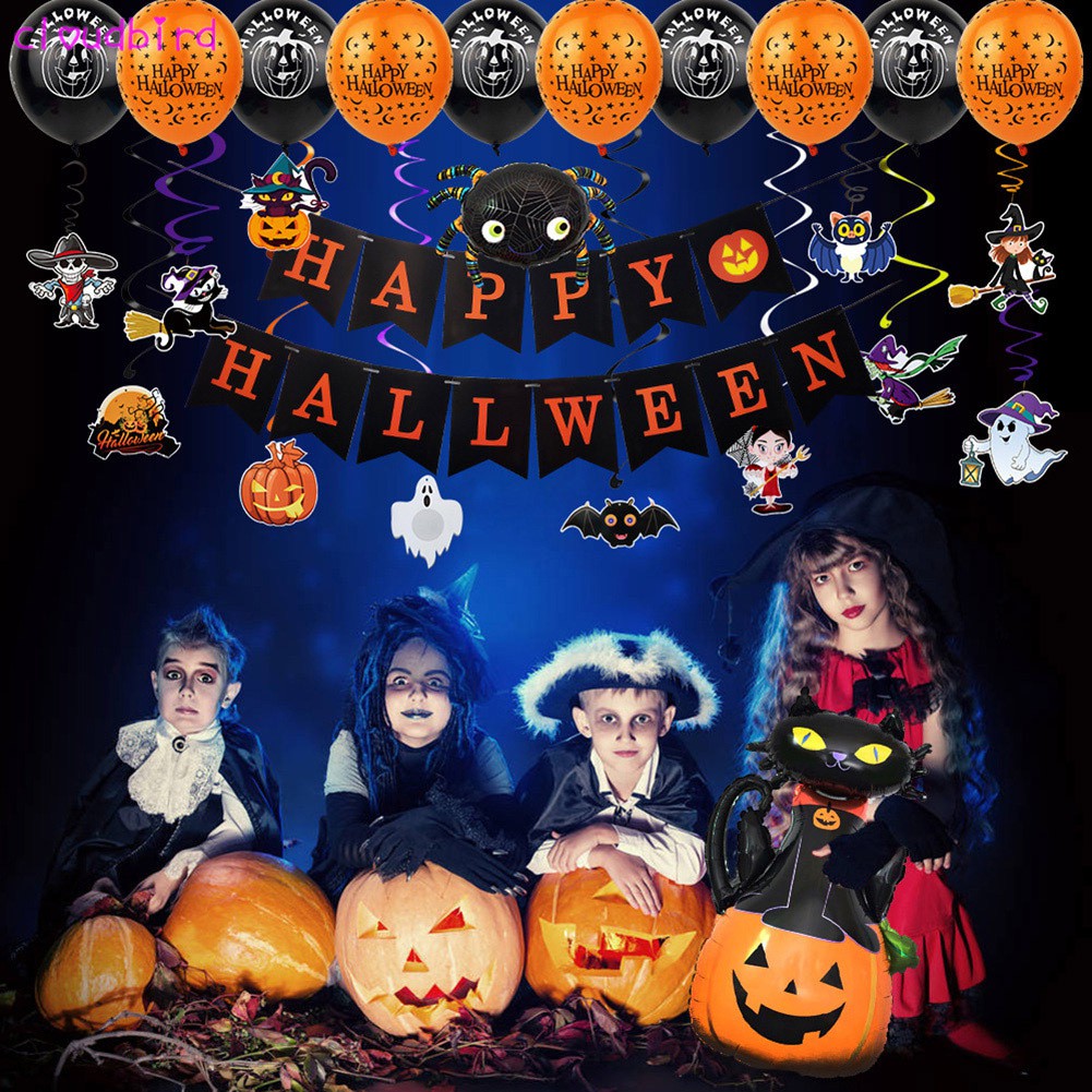 ★♈★ Halloween Party Decoration Set Happy Halloween Banners Balloons ...