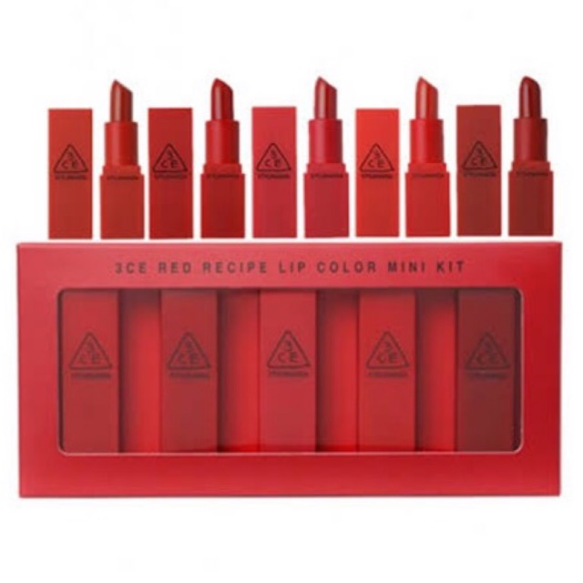 3CE Red Recipe Lip Color Mini Kit 5 ชิ้น (1.3gx5 pcs.)5สี 5 แท่งในเซ็ท ...
