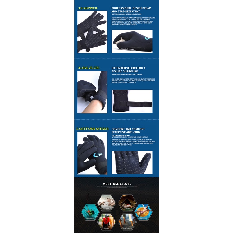 Scuba & Snorkeling Masks 3mm Neoprene Diving Gloves For Scuba ...