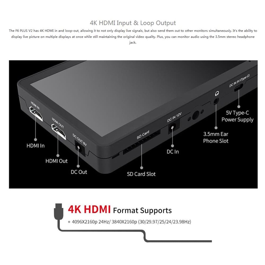 FeelWorld F6 PLUS (V.2) Touch Screen Monitor 6 inch จอมอนิเตอร์สำหรับ ...