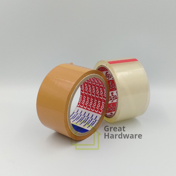 OPP Tape LION เทปปิดกล่อง สีน้ำตาล 2 x 45 หลา แถว6ม้วน เทปแพ็คของ เทป2 ...