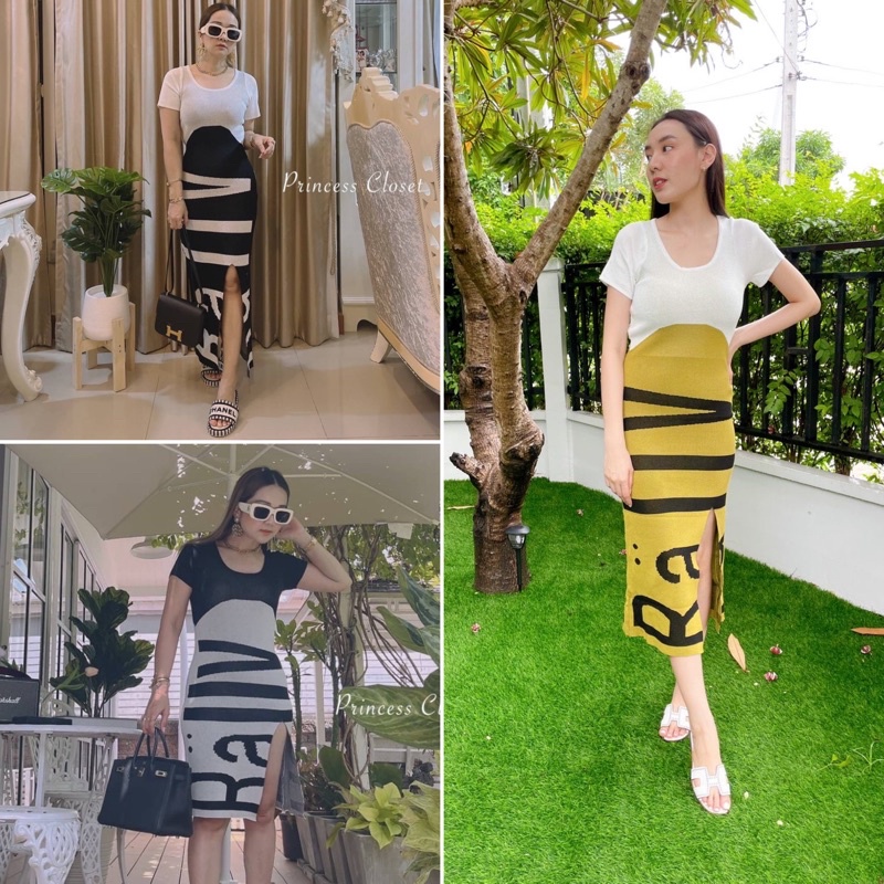 Dzai แม็กซี่เดรส คอกลมRäIIV คอกลมเดรสลอลี่ เดรสไหมพรม งานนำเข้า ดาราเซ ...