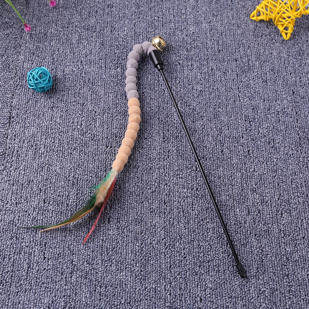 ติดแมวตลกCat Teasing Stick Colorful Ball Feather ets Teaser Rod et ...