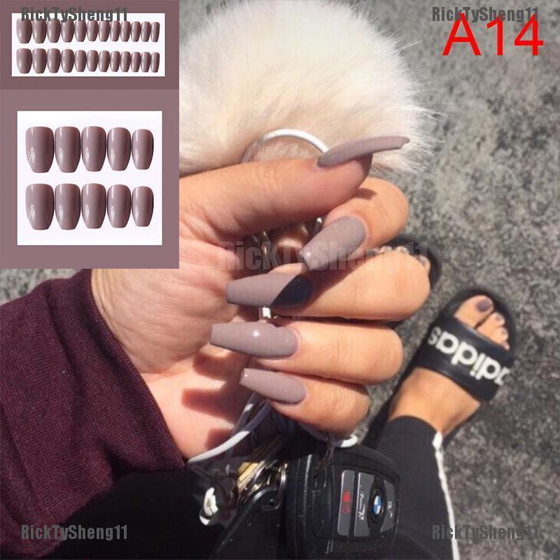 [cod]rts 24pcs Set False Nails Fashion Fake Nails Tips Manicure Nail