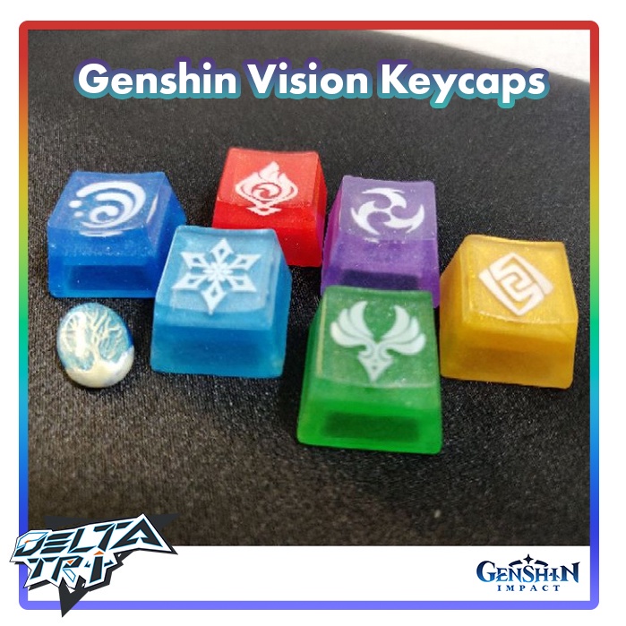 Genshin Impact Vision Glitter Mechanical Keycaps (Colored) Custom ...
