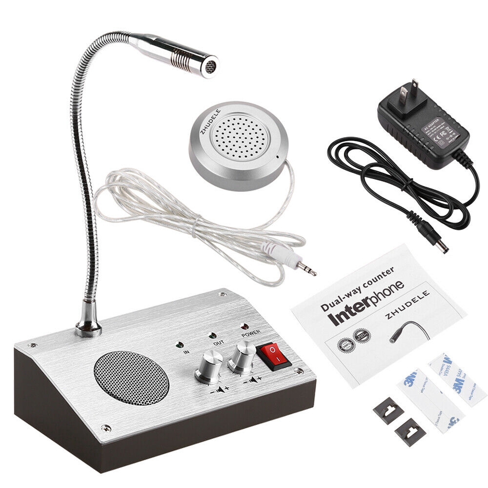 Window Glass Counter Intercom Speaker System Dual-Way Talk Microphone ...