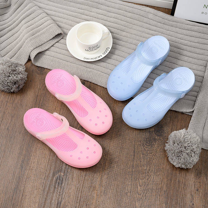 Crocs Veblen hole shoes female ins tide Baotou thick-soled beach shoes ...