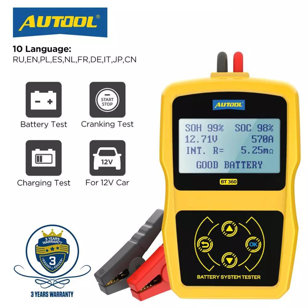 AUTOOL BT360 เครื่องวัดแบตเตอรี่ CCA 100-2400 เครื่องวัดแบตเตอรี่รถยนต์ ...