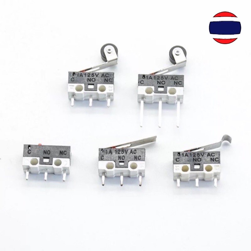 ไมโคร ลิมิต สวิตซ์ Micro Limit Switch 1A 125V AC Mouse Switch 3Pins Long handle Roller Lever Arm ...