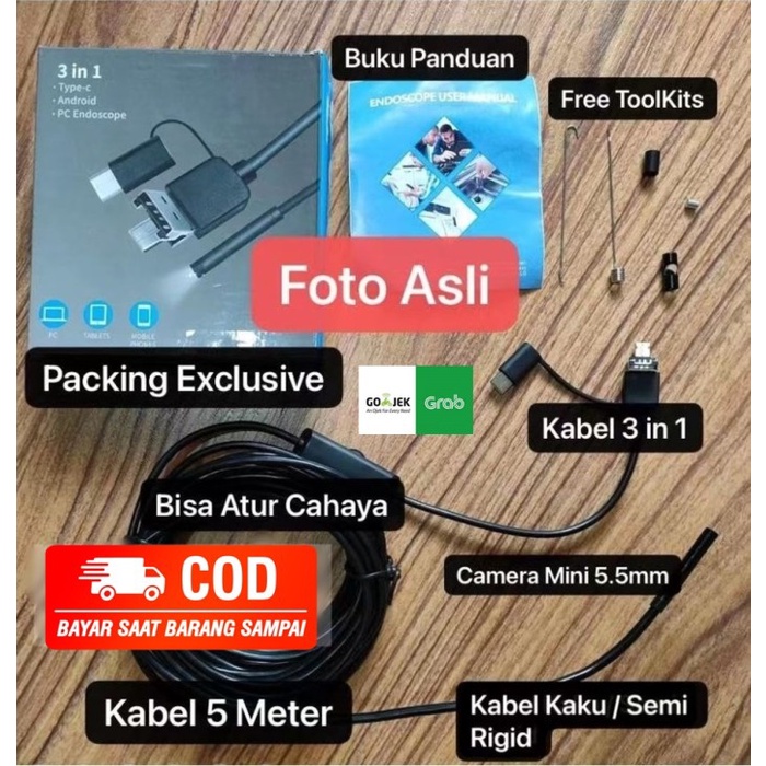 I11 Android USB Endoscope 5.5มมกล้องขนาดเล็กสายเคเบิ้ล 5 เมตร ...