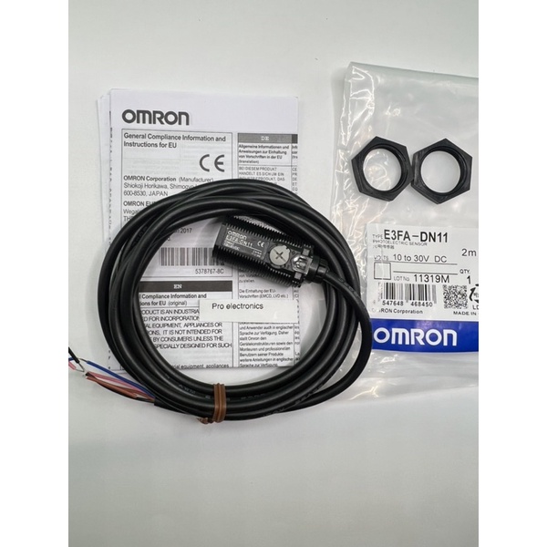 PHOTO SENSOR E3FA-DN11 ระยะจับ 100mm NPN 10-30VDC ทรงกระบอก M18 สายยาว 2m โฟโตอิเล็กทริคเซนเซอร์ ...