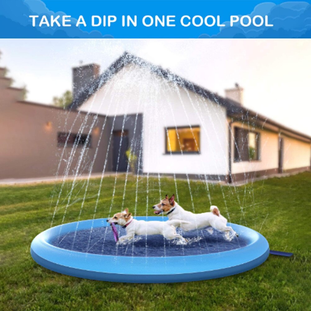 150cm Pet Sprinkler Splash Pad Play Mat Sprinkler Pool Inflatable Water ...