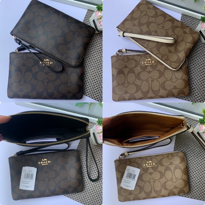 A คล้องมือ 1L ลายซีเข้ม ลายซีอ่อน COACH 6648 F58695 LARGE WRISTLET IN ...