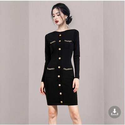 ชุดเดรสวันพีช แขนยาว เอวแคบ แฟชั่นฤดูใบไม้ร่วง และฤดูหนาว 2022 ...