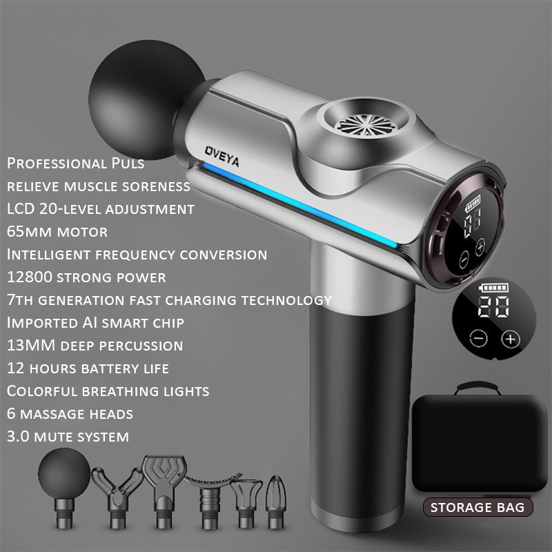 Electric Massage Gun LCD 20 Speed Deep Tissue Percussion Massager ...