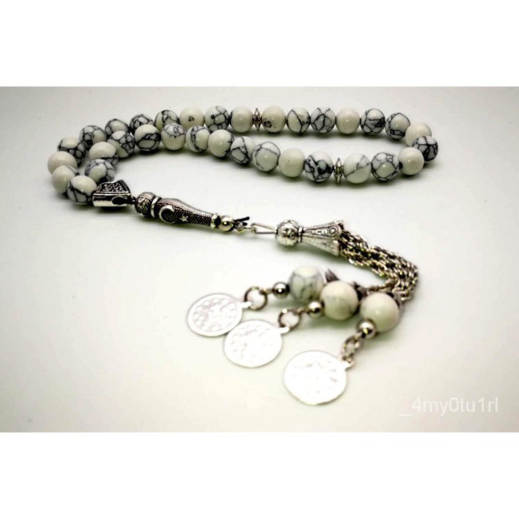 oular Tasbih 33 White Fayrouz stone Turquois tasbeeh Islamic rayer ...
