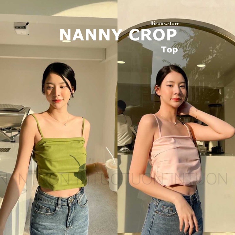 NANNY CROP TOP สายเดี่ยวสม๊อคหลัง | Shopee Thailand