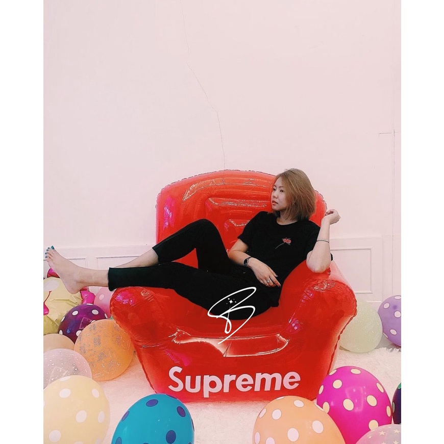 ห่วงยาง ห่วงยางแฟนซี สระว่ายน้ำ โซฟาลม supreme inflatable chair สีแดง ...