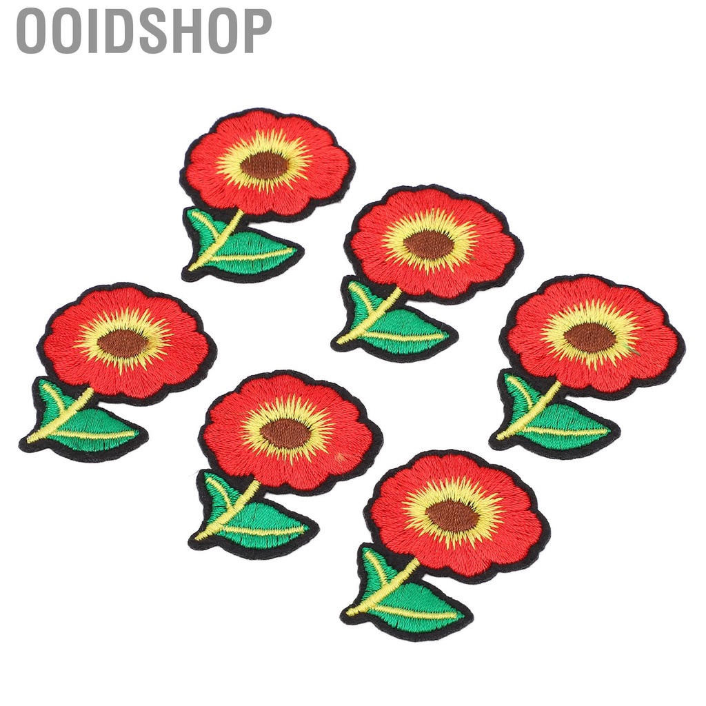 Ooidshop Iron On Patches Red Flower Design Washable Durable Cotton Wide ...
