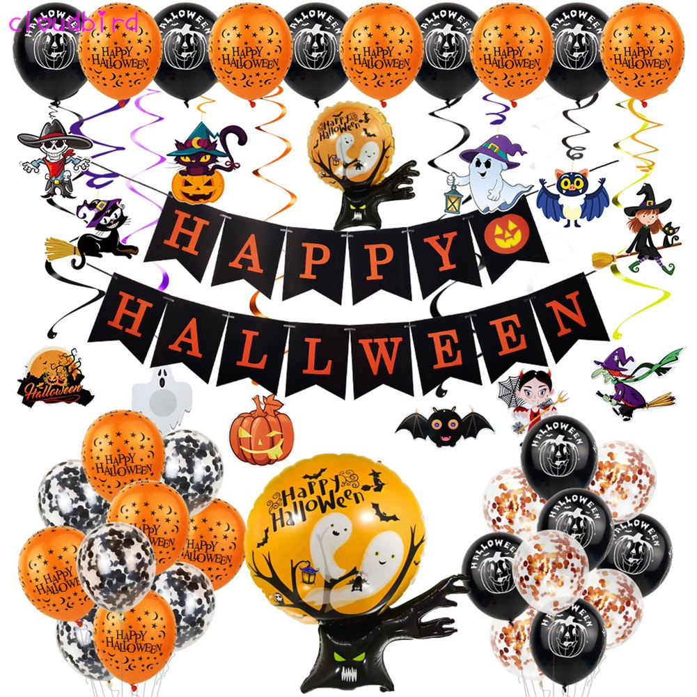 ★♈★ Halloween Party Decoration Set Happy Halloween Banners Balloons ...