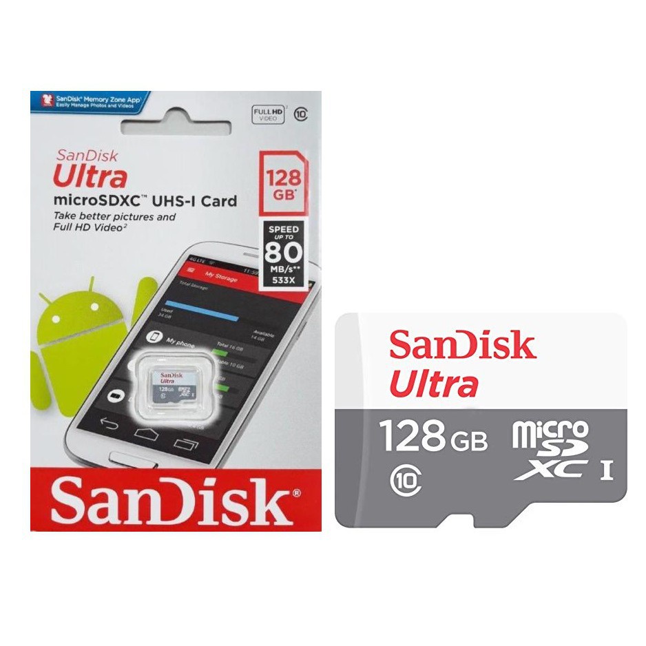 SanDisk Ultra SDSQUNS-128G-GN6MN 128GB 80MBs UHS-I Clase 10 microSDXC Card - 1xbxu43o7s - ThaiPick