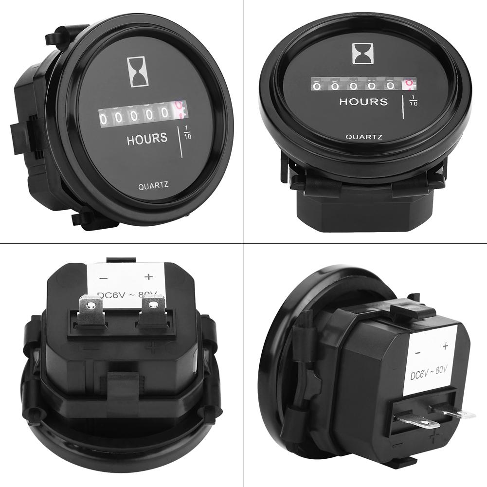 Boat Gauge Truck 6-80V Round Hourmeter DC Hour Engine Timer Meter Car ...