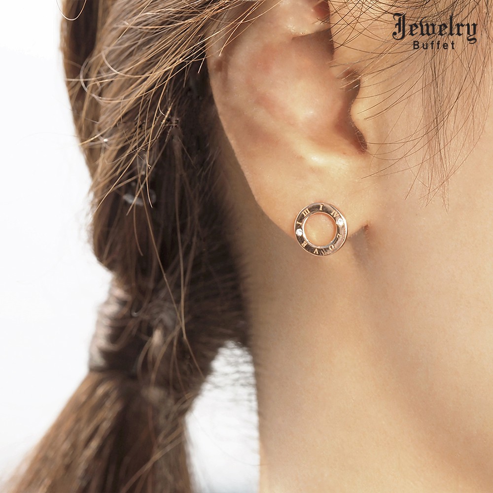 Jewelry Buffet Love Forever Earrings with Sterling Silver 925 and Rose Gold 18K Plated (เงินแท้ ...