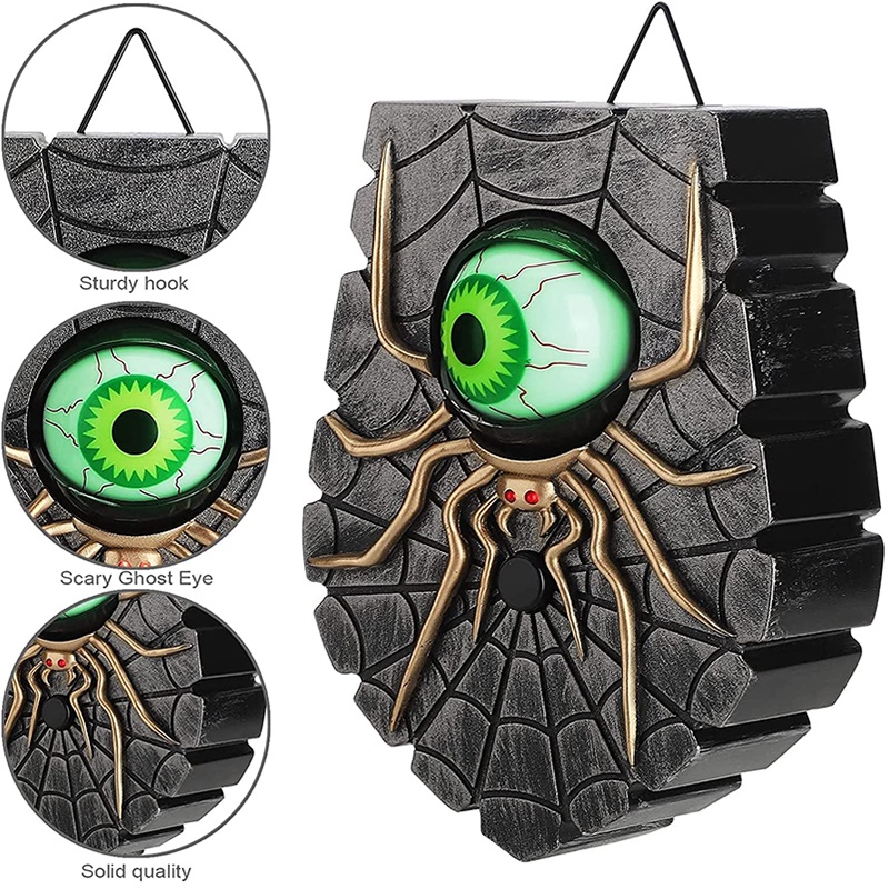 Halloween One Eyed Spider Doorbell Decoration Glowing Sounding Horror ...