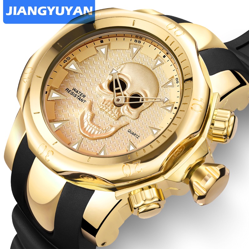 Skull Watch Men Big Dial 3D Rotating Mens Watches Top Brand Luxury ...