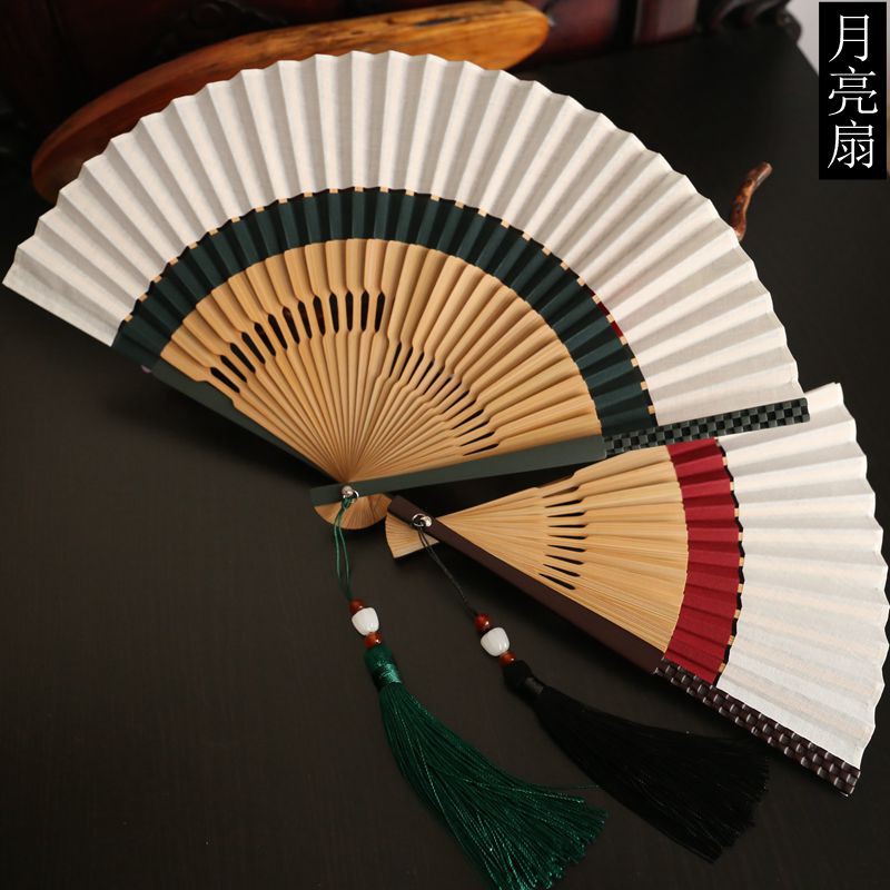 [时光的小店]Moon fan high-end 7-inch female fan male fan retro style fol ...