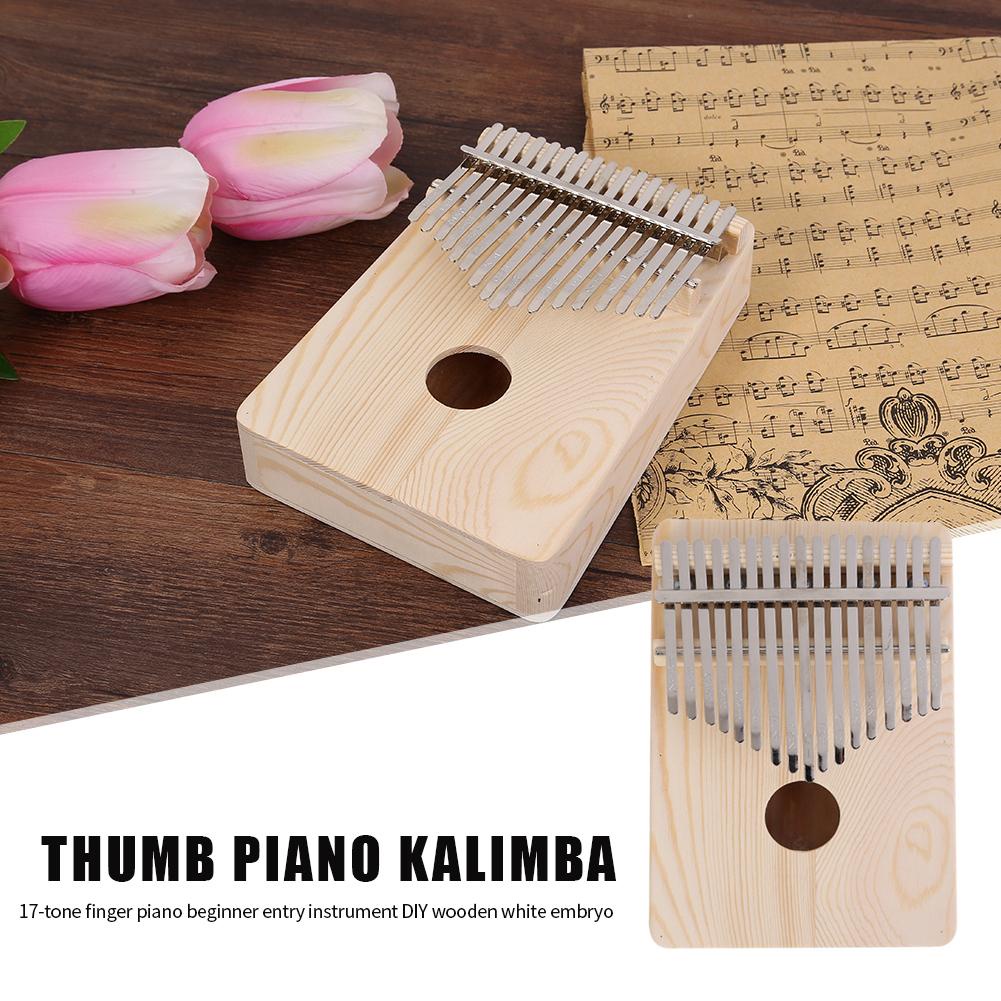 17 Key Kalimba Thumb Finger Piano African DIY Wooden White Embryo Sanza ...