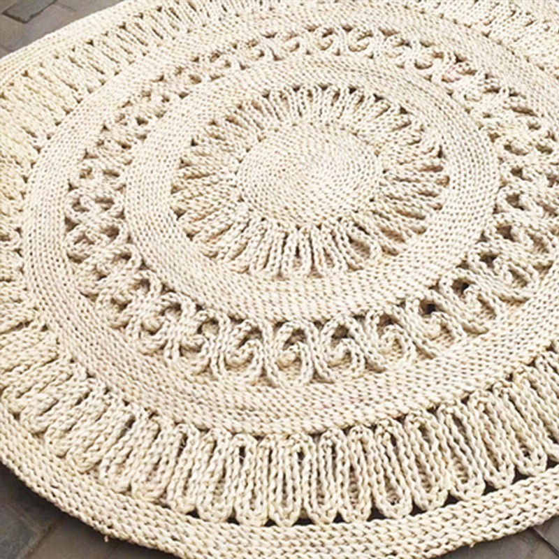 เสื่อห้องน้ำ：Jaan Style Round Straw Woven Cornskin Seat Cushion Rugs ...