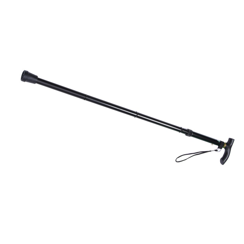 Aluminum Folding Trekking Pole Walking Cane Retractable Anti-slip Four Sections Walking Stick ...