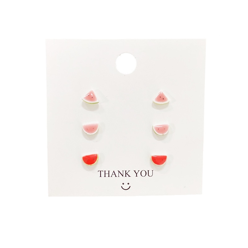 ชุดต่างหูเซรามิค เข็มเงิน S925 จี้รูปผลไม้ ดาวน่ารัก สามคู่ - softhome.th - ThaiPick