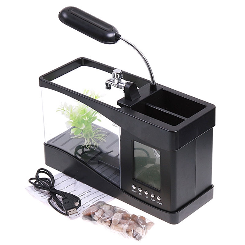 USB Mini Aquarium Desktop Fish Tank Electronic LED Fish Bowl j5TN ...