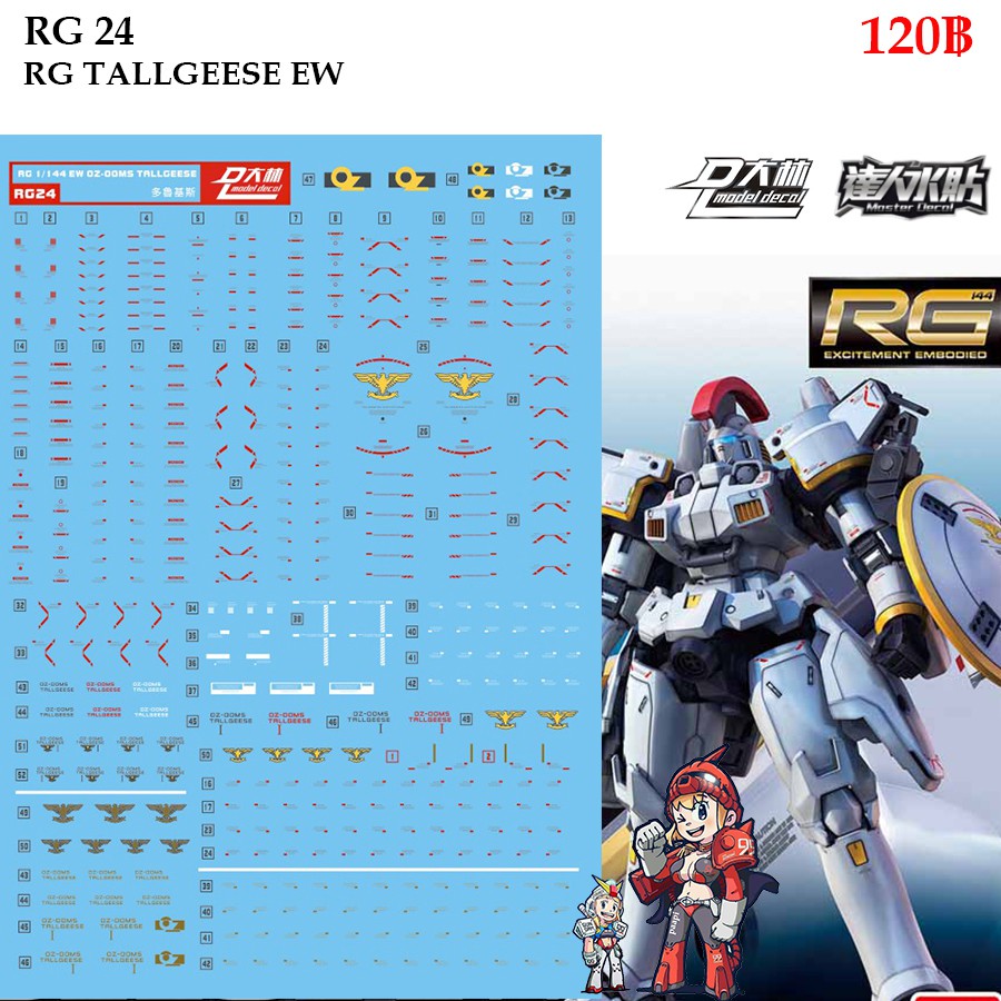 ดีคอลน้ำ D.L. Darlin RG24 OZ-00MS TALLGEESE EW RG 1/144 Water Decal RG ...